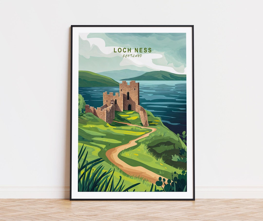 Loch Ness Scotland Travel Poster, Scotland Wall Art, Loch Ness Travel ...