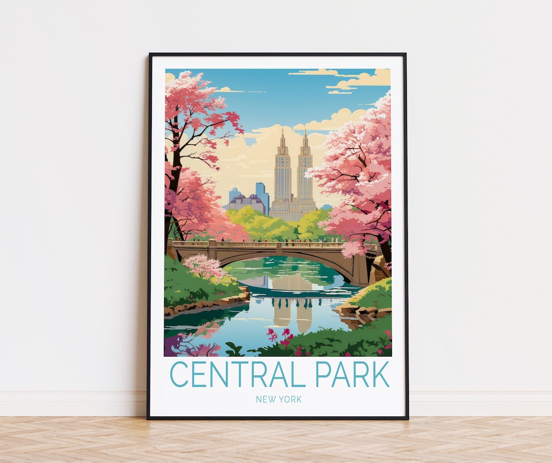 Central Park Travel Poster, New York Wall Art, Travel Poster, Central ...