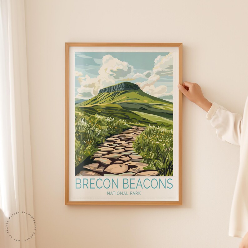 Brecon Beacons Travel Poster, Wales Wall Art, Brecon Beacons National ...