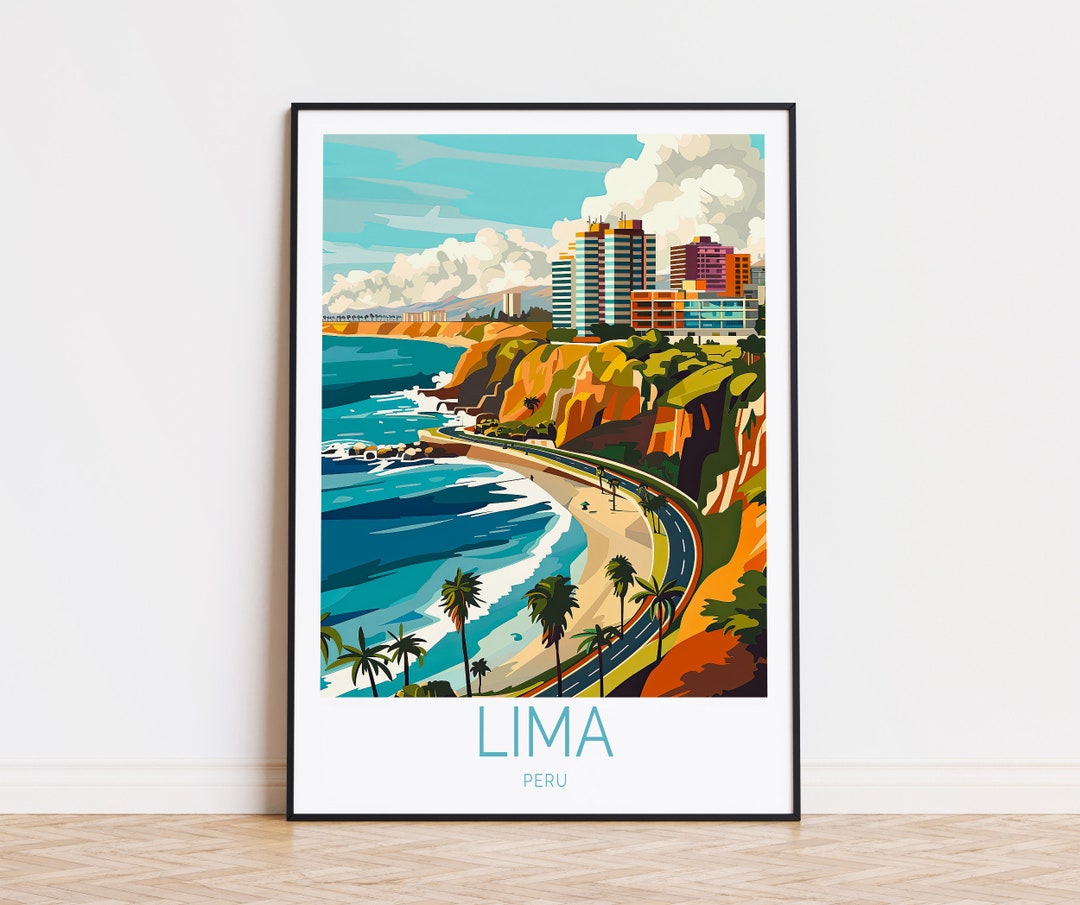 Lima Peru Travel Poster, Peru City Wall Art, Lima Coastal Poster Print ...