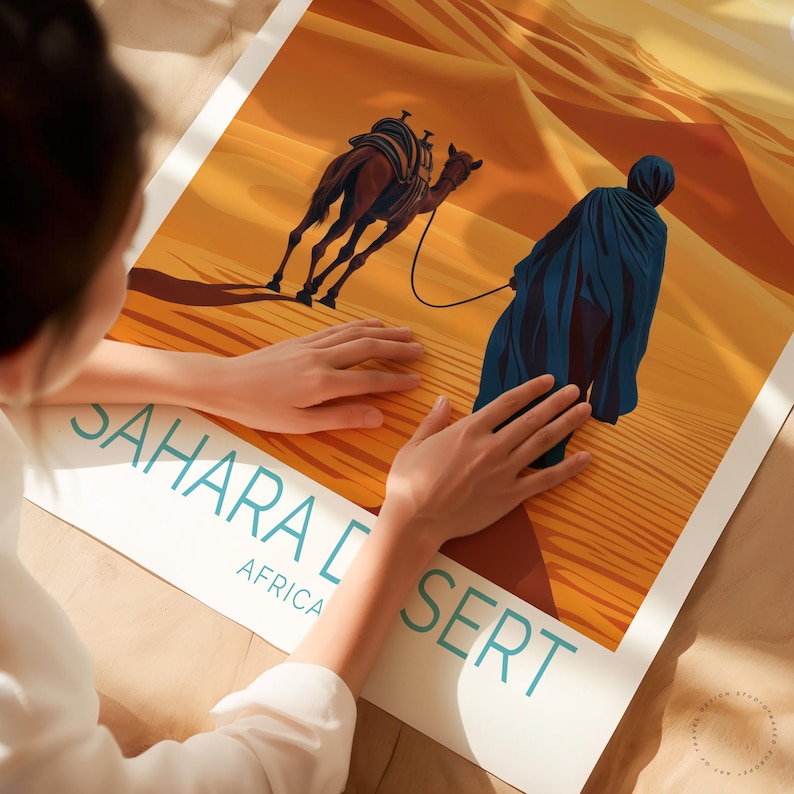 Sahara Desert Africa Travel Poster, Africa Wall Art, Sahara Desert ...
