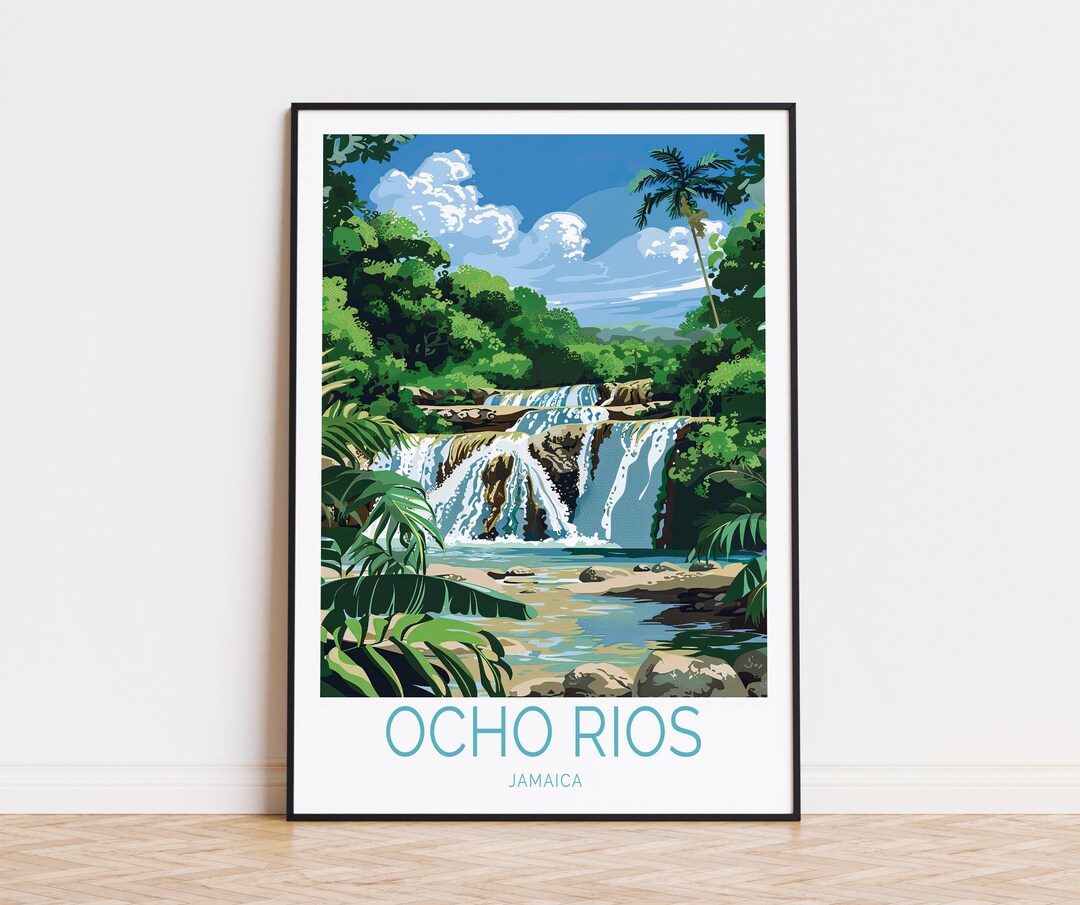 Ocho Rios Travel Poster, Jamaica Wall Art, Ocho Rios Print, Home Decor ...