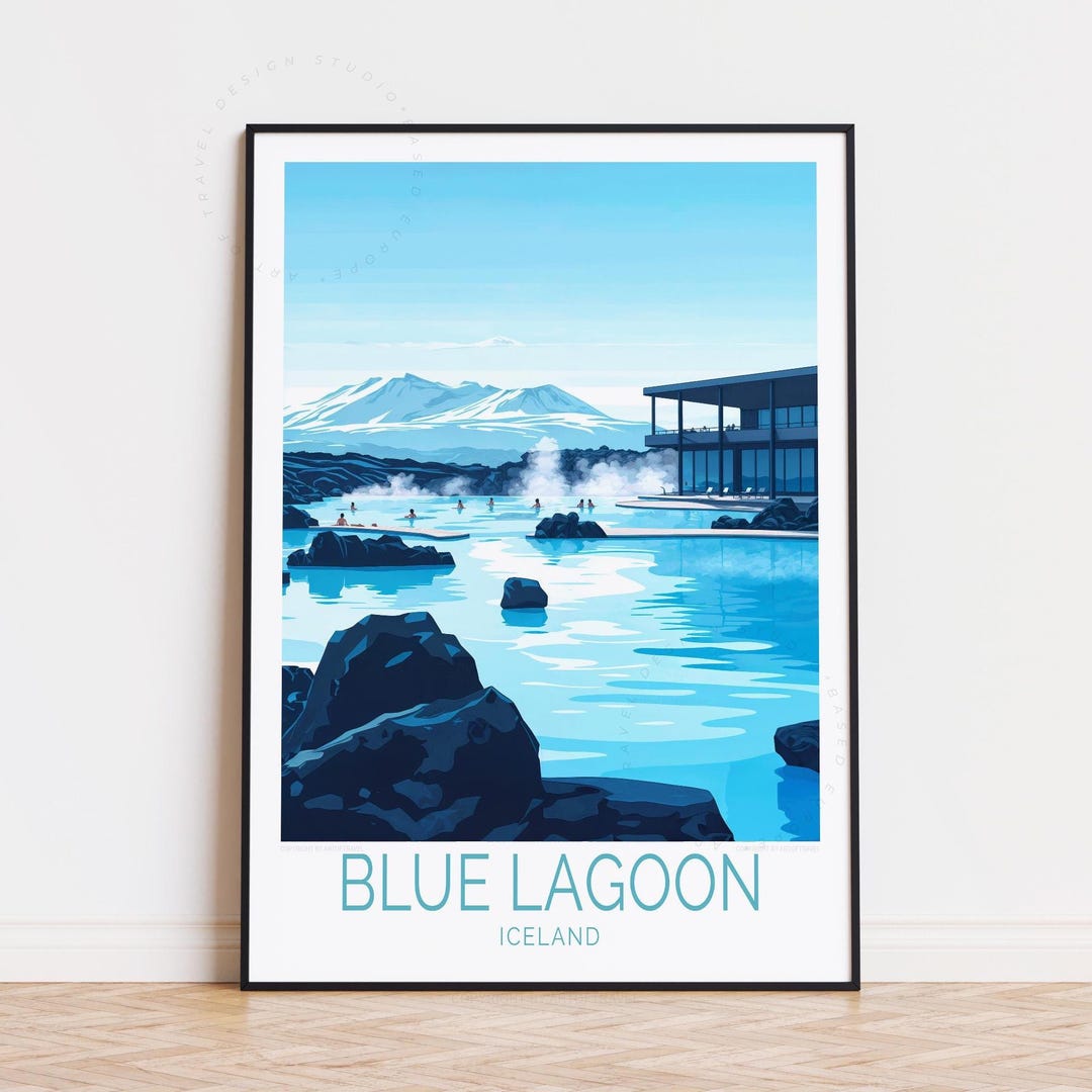 Blue Lagoon Iceland Travel Poster, Iceland Wall Art, Blue Lagoon Print ...