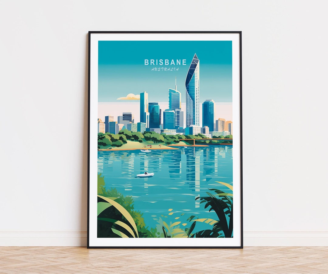 Brisbane Travel Poster, Brisbane Print, Australia Wall Art, Brisbane ...
