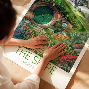 The Shire Travel Poster, Middle Earth Decor, Shire Wall Art, Middle ...