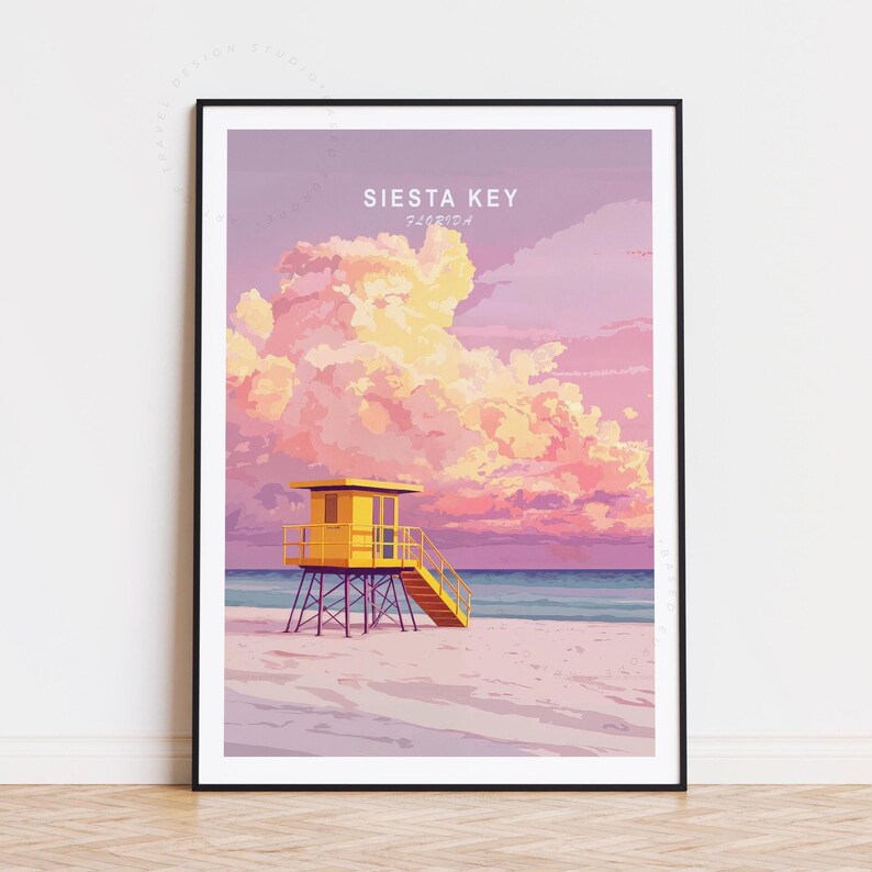 Siesta Key Travel Poster, Florida Wall Art, Siesta Key Florida Print ...