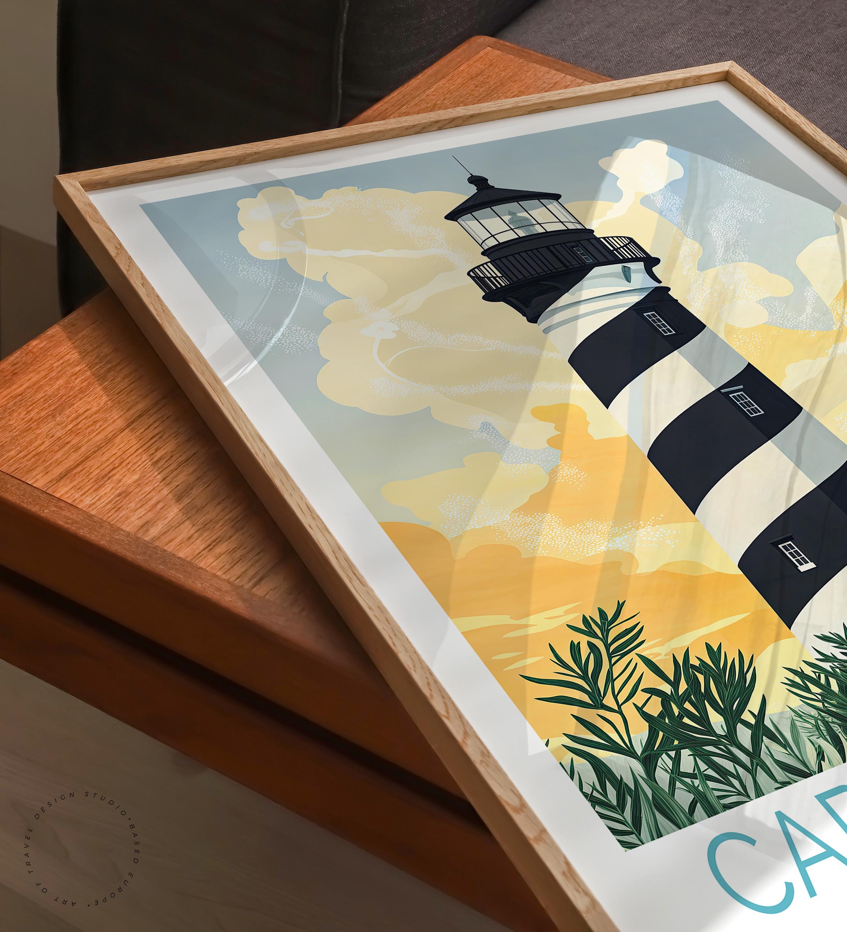 Cape Hatteras Travel Poster, North Carolina Wall Art, Lighthouse Print ...