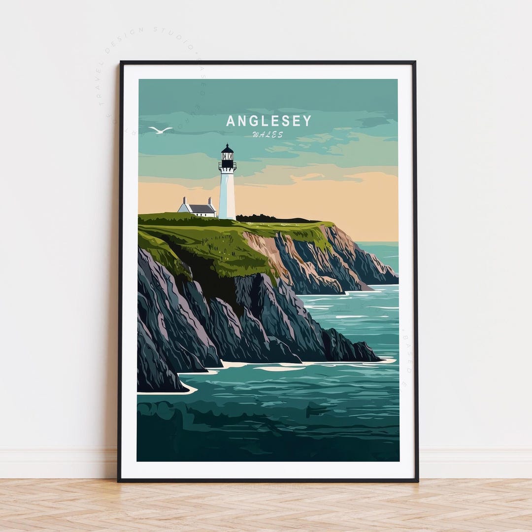 Anglesey Wales Travel Poster, Wales Wall Art, Anglesey Print ...