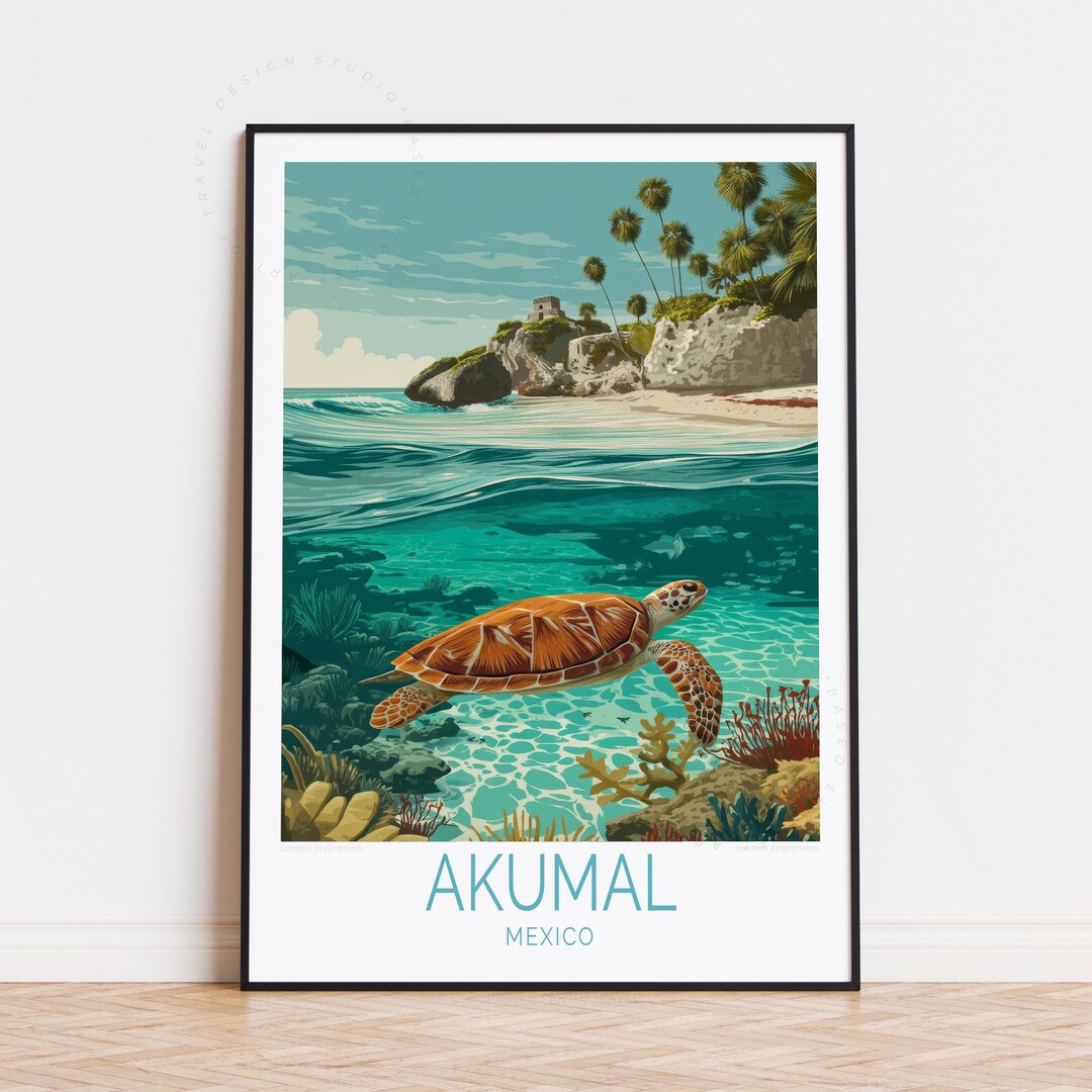 Akumal Travel Poster, Mexico Wall Art, Akumal Print, Housewarming Gifts ...