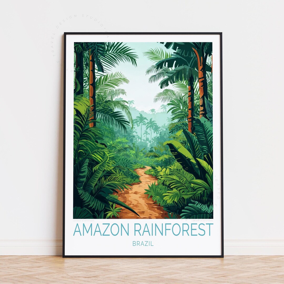 Amazon Rainforest Brazil Travel Poster, Brazil Wall Art, Amazon ...