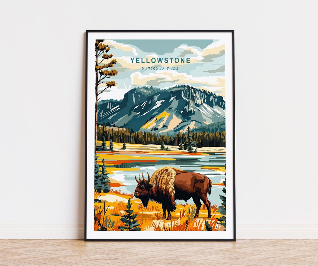 Yellowstone Travel Poster, National Park Print, Yellowstone National ...
