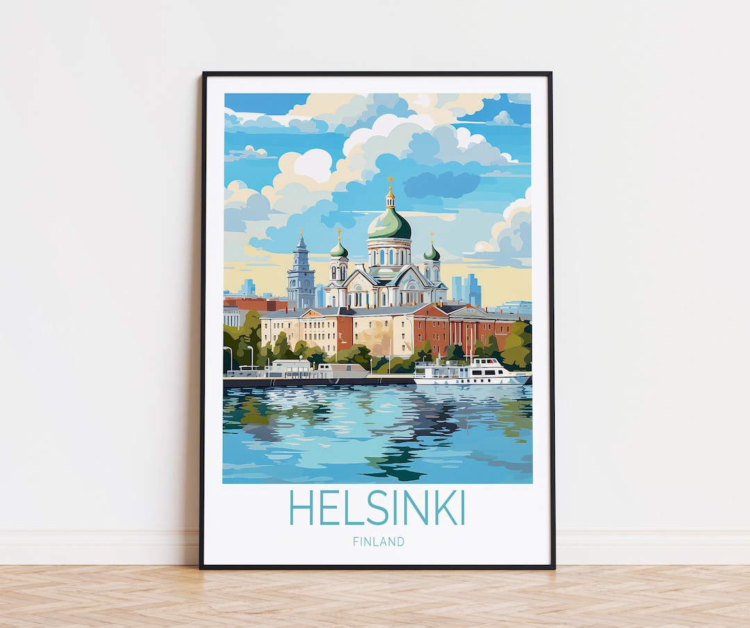 Helsinki Travel Poster, Finland Wall Art, Helsinki Cathedral Poster ...