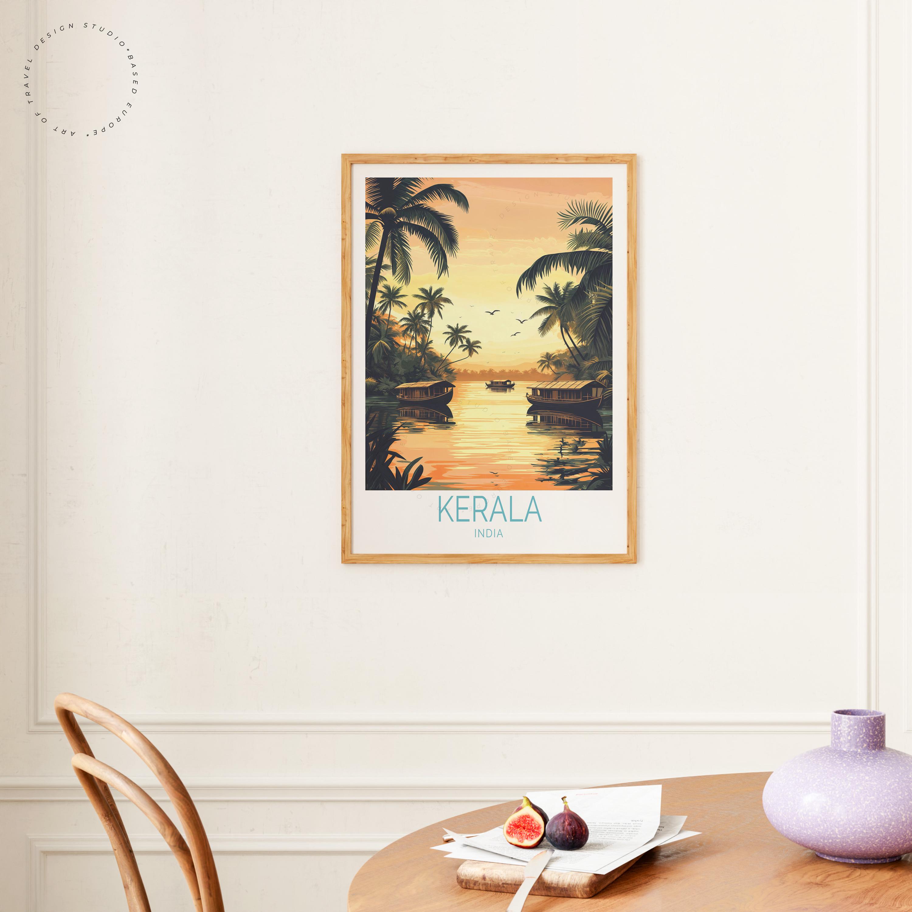 Kerala India Travel Poster, India Wall Art, Kerala Malabar Coast Print ...