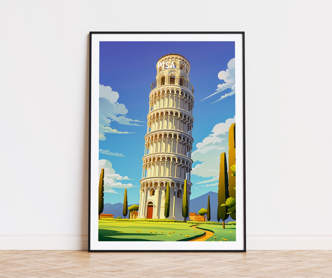 Pisa Travel Poster, Italy Pisa Wall Art, Leaning Tower of Pisa Poster ...