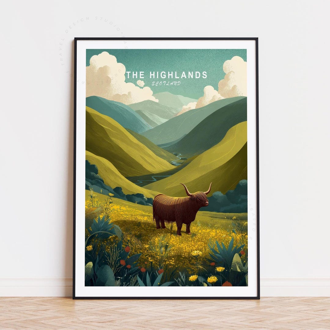 The Highlands Scotland Travel Poster, Scotland Wall Art, the Highlands ...