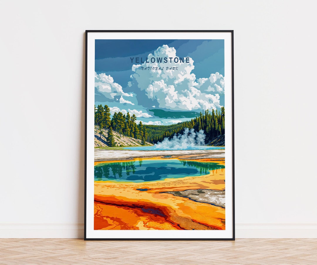 Yellowstone National Park Travel Poster, National Park Wall Art ...