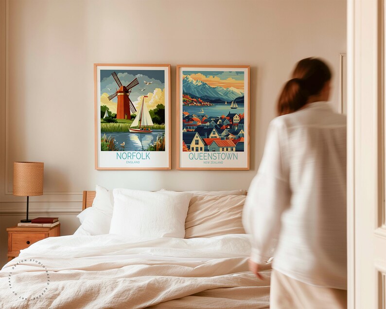 Queenstown New Zealand Travel Poster, New Zealand Wall Art, Queenstown ...