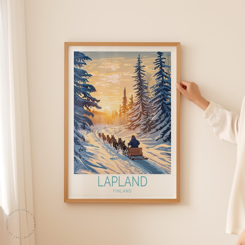 Lapland Travel Poster, Finland Wall Art, Lapland Print, Personalised ...