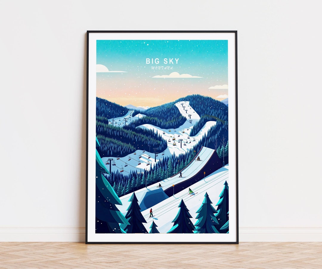 Big Sky Travel Poster, Montana Big Sky Print, Montana Wall Art, Winter ...