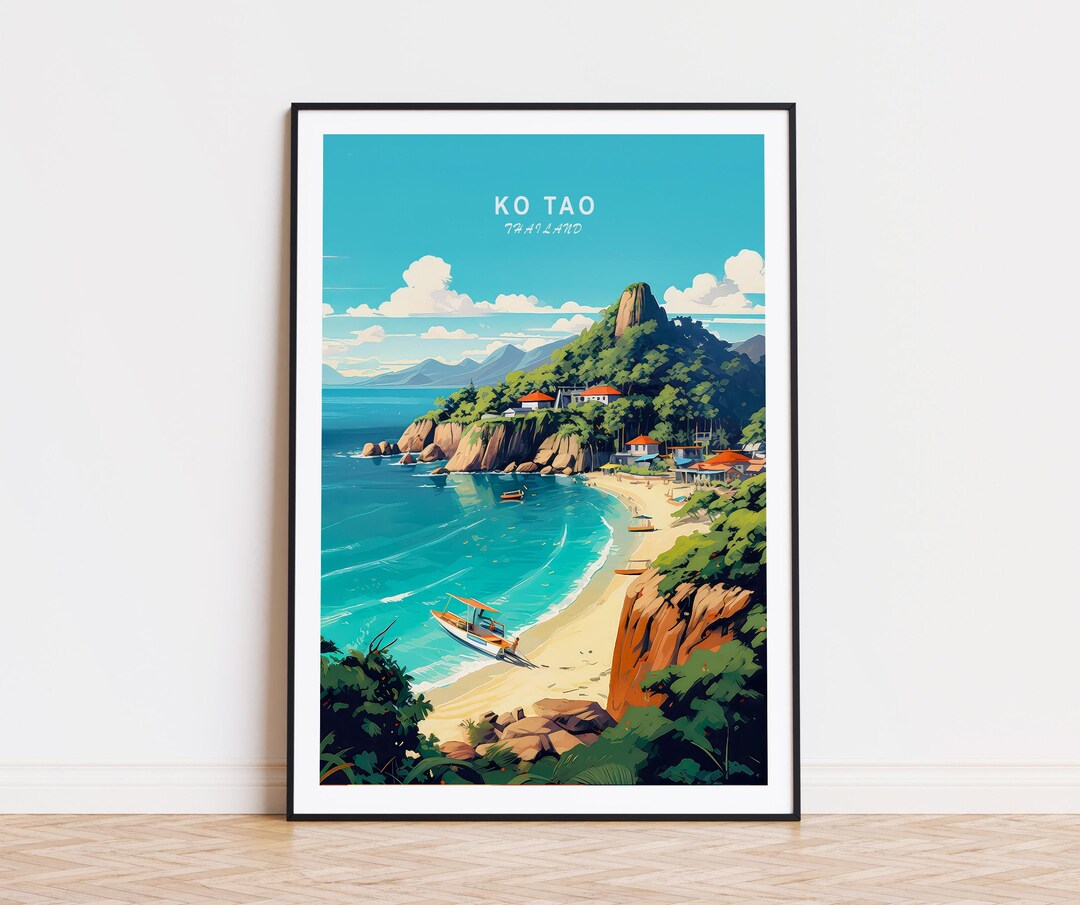 Ko Tao Thailand Travel Poster, Ka Tao Print, Thailand Wall Art, Custom ...