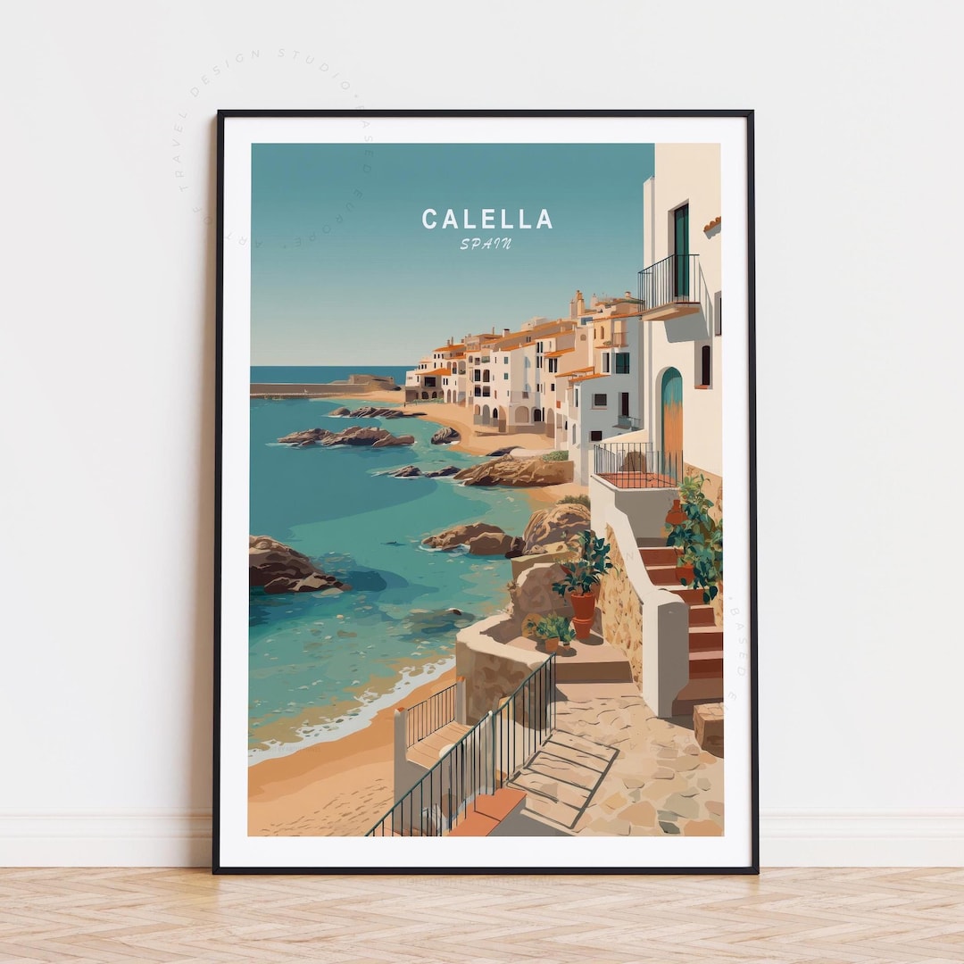 Calella Spain Travel Poster, Spain Wall Art, Calella Print, Home Decor ...