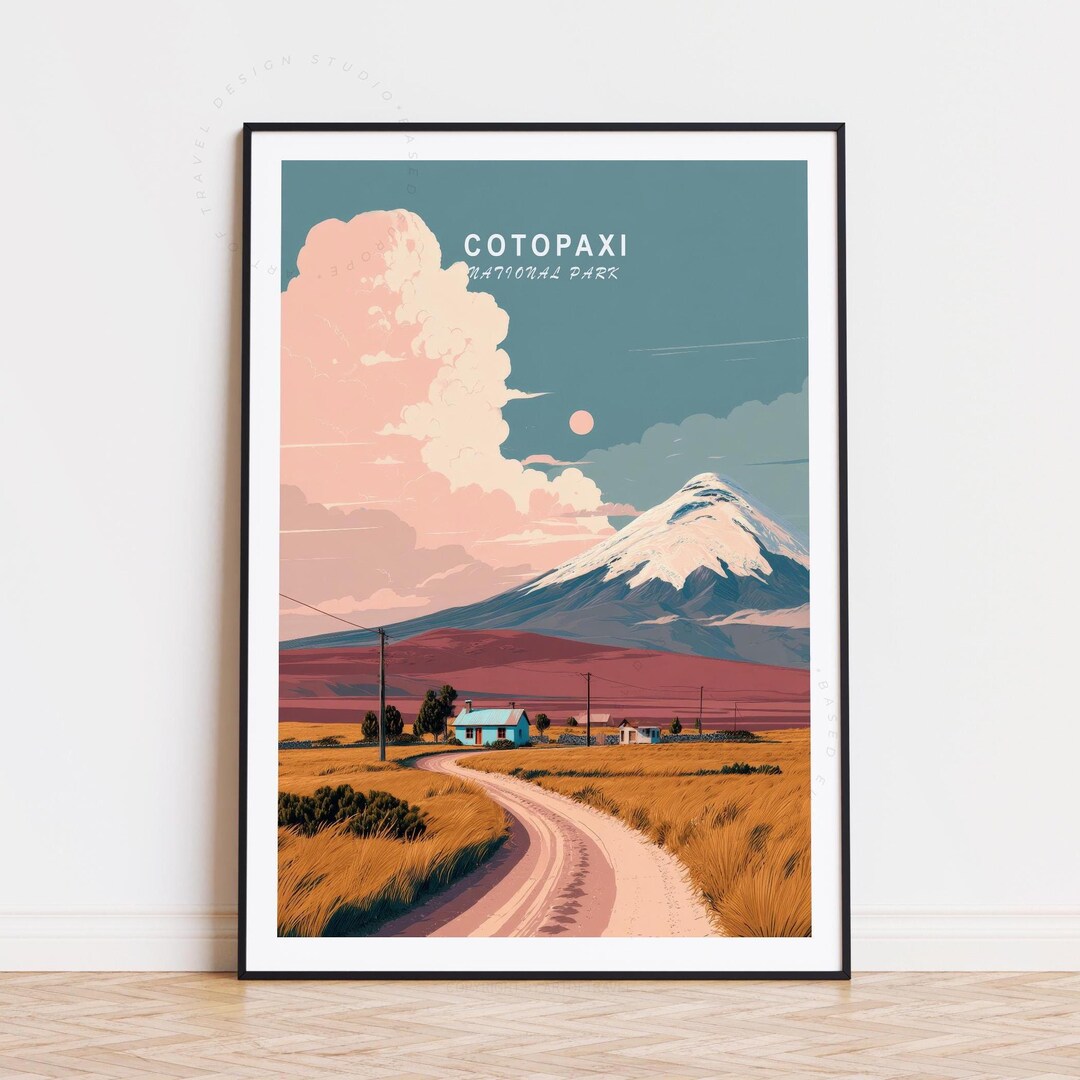 Cotopaxi Ecuador Travel Poster, Ecuador Wall Art, Cotopaxi National ...