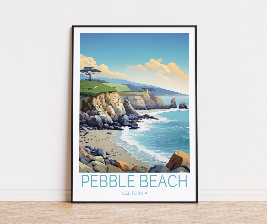 Pôster de viagem de Pebble Beach, arte de parede de Pebble Beach da ...