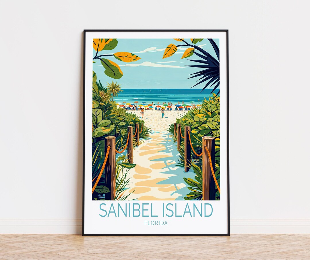 Sanibel Island Travel Poster, Florida Wall Art, Sanibel Island Print ...