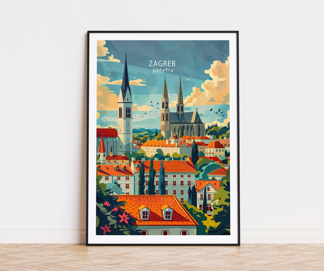 Zagreb Croatia Travel Poster, Croatia Wall Art, Zagreb Croatia Print ...