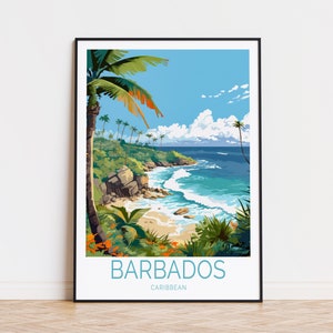Barbados Caribbean Travel Print, Caribbean Wall Art, Bottom Bay Poster ...