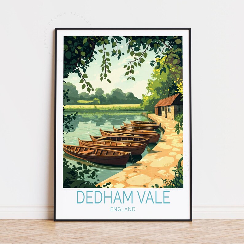 Dedham Vale Travel Poster, England Wall Art, Dedham Vale National ...