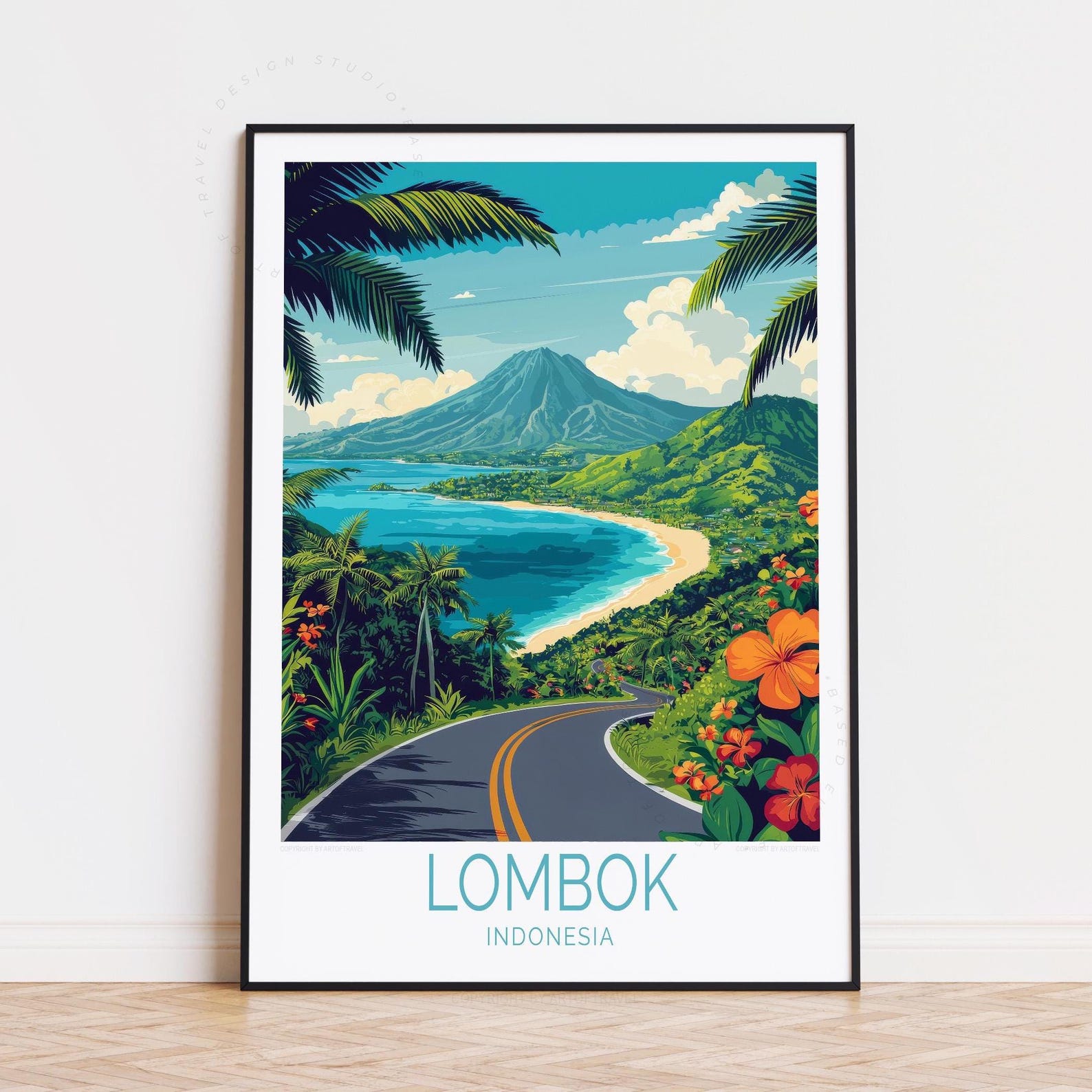 Lombok Travel Poster, Indonesia Wall Art, Lombok Indonesia Print ...