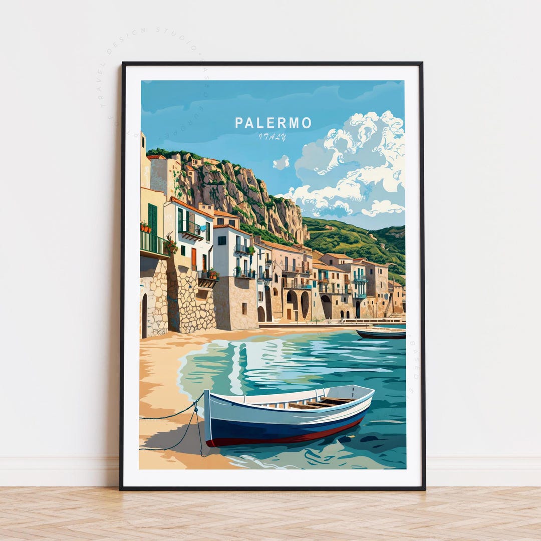 Palermo Italy Travel Poster, Sicily Wall Art, Palermo Print, Home Decor ...