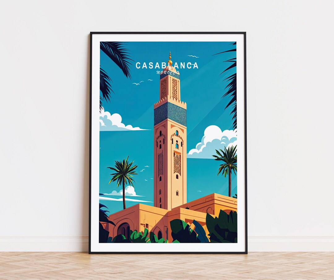 Casablanca Morocco Poster, Casablanca Morocco Wall Art, Morocco Travel ...