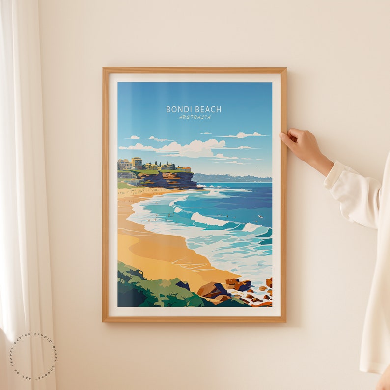 Bondi Beach Travel Poster, Australia Wall Art, Bondi Beach Print ...
