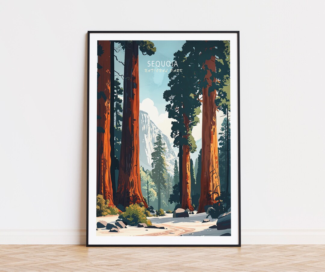 Sequoia National Park Travel Poster, National Park Print, Sequoia Wall ...