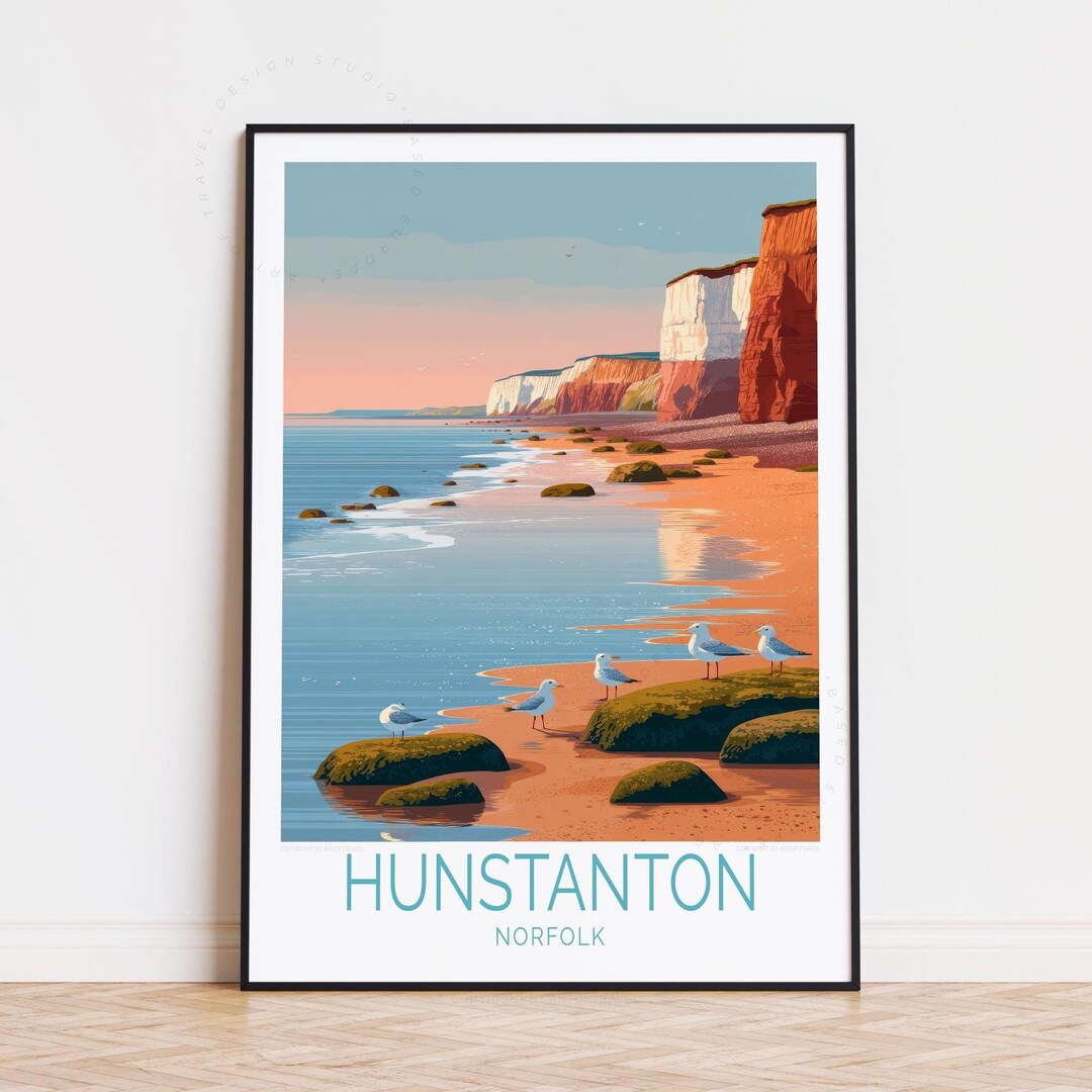 Hunstanton Norfolk Travel Poster, England Wall Art, Hunstanton Norfolk ...