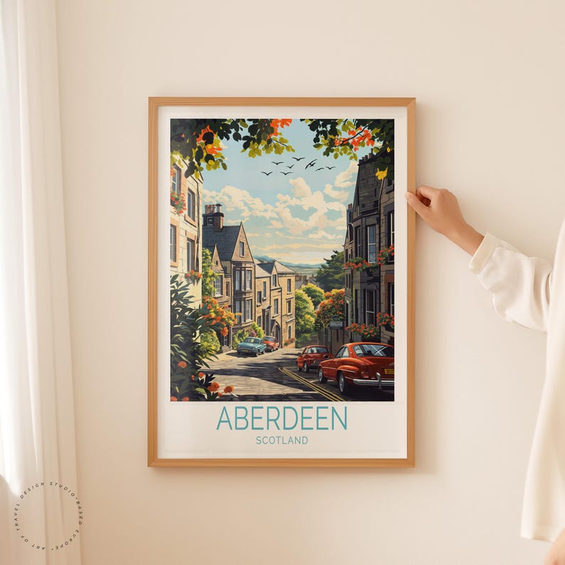 Aberdeen Scotland Travel Poster, Scotland Wall Art, Aberdeen Print ...