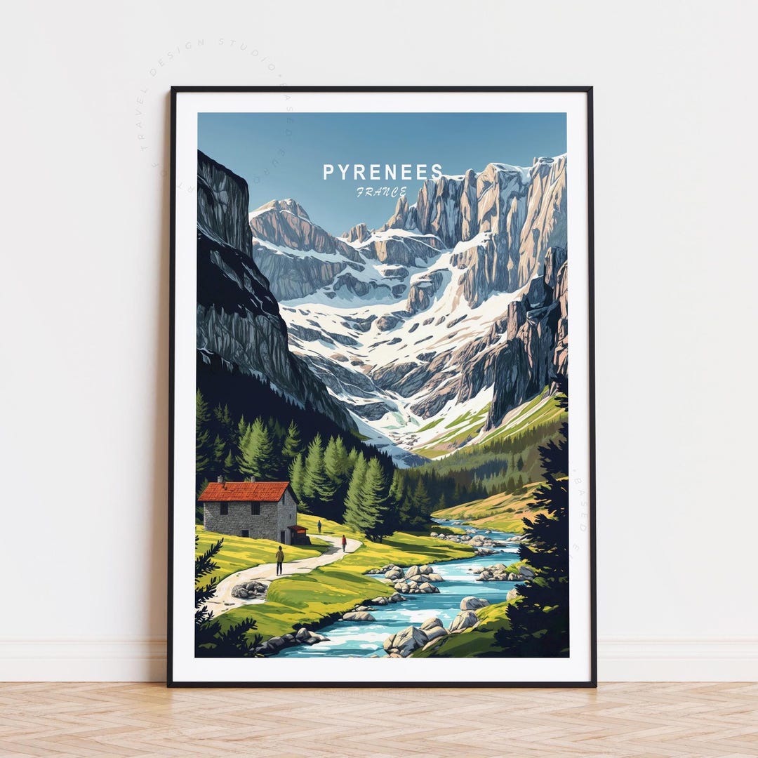Pyrenees France Travel Poster, France Wall Art, Pyrenees Print ...