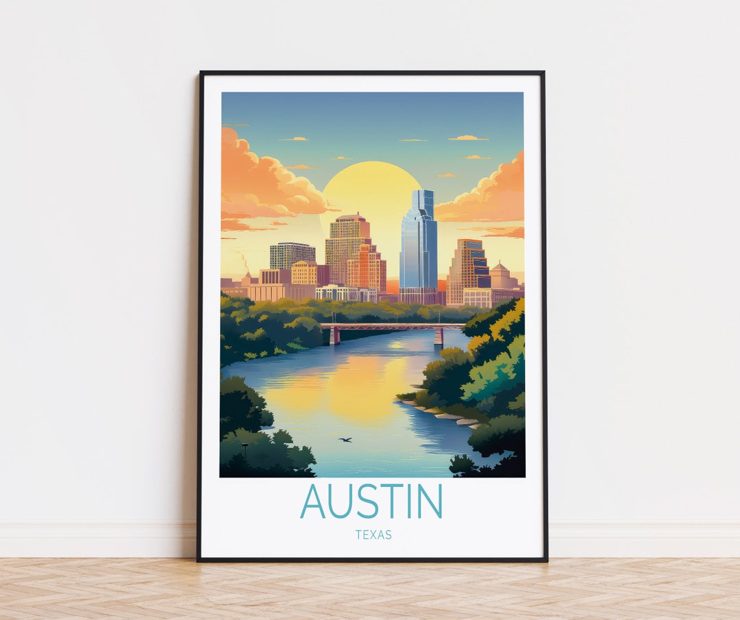 Austin Travel Poster, Texas Wall Art, Austin Texas Print, Custom Travel ...