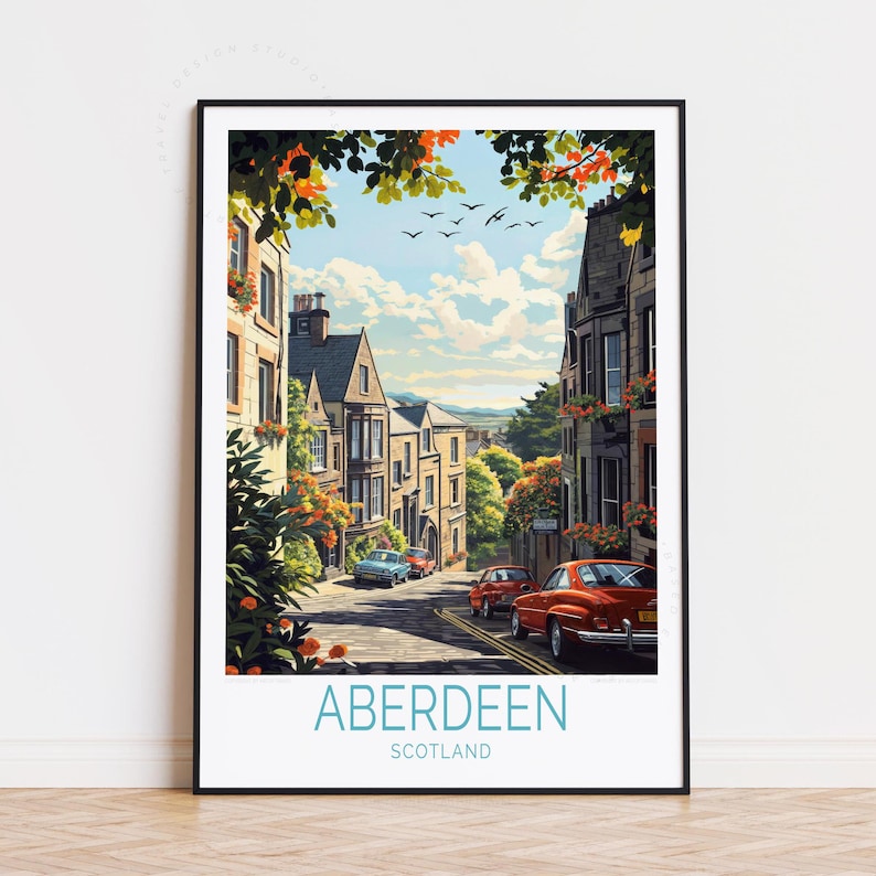 Aberdeen Scotland Travel Poster, Scotland Wall Art, Aberdeen Print ...