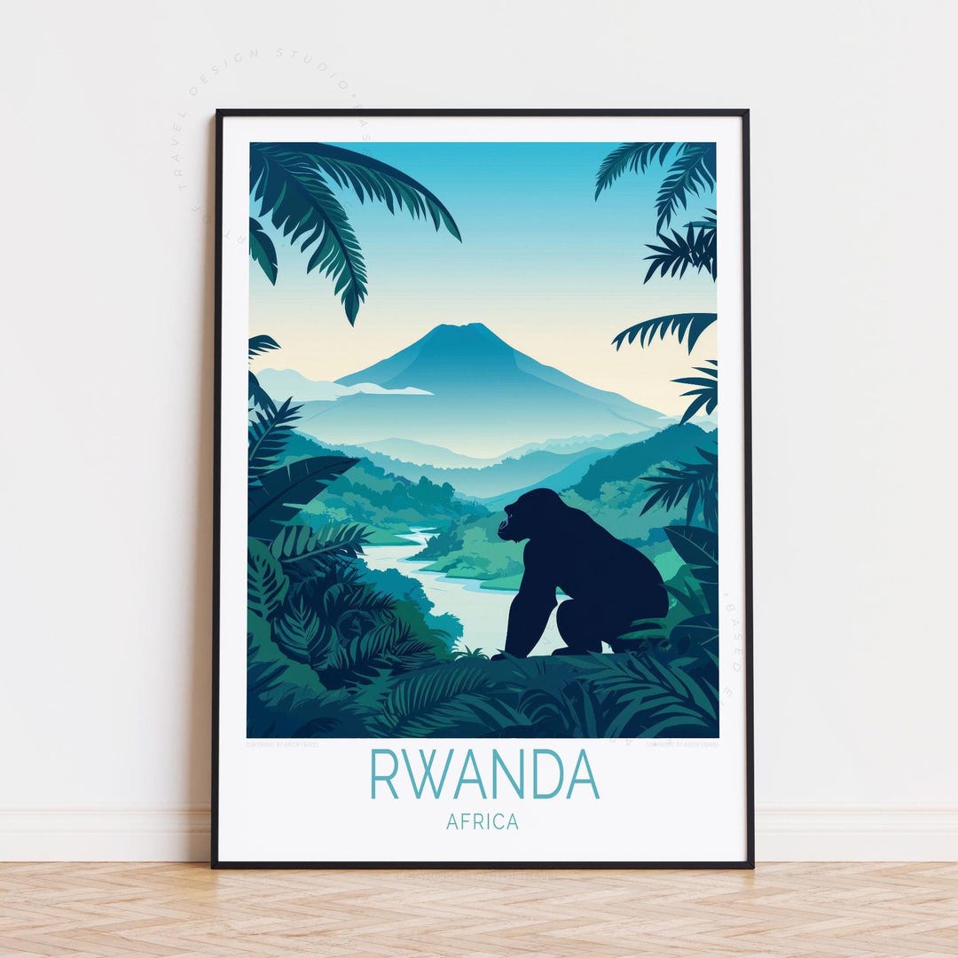 Rwanda Travel Poster, Africa Wall Art, Rwanda Africa Print, Birthday ...