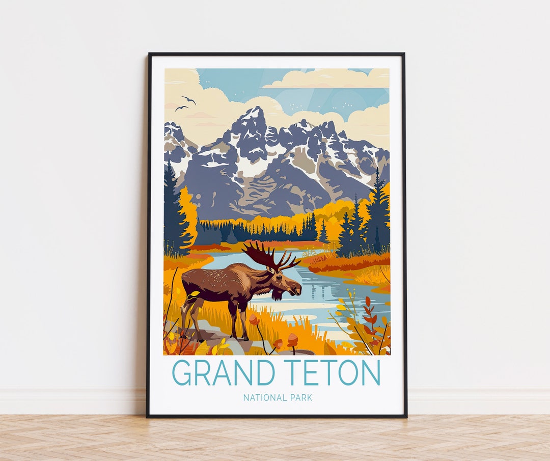 Grand Teton Wyoming Poster, National Park Grand Teton Wall Art, Wyoming ...