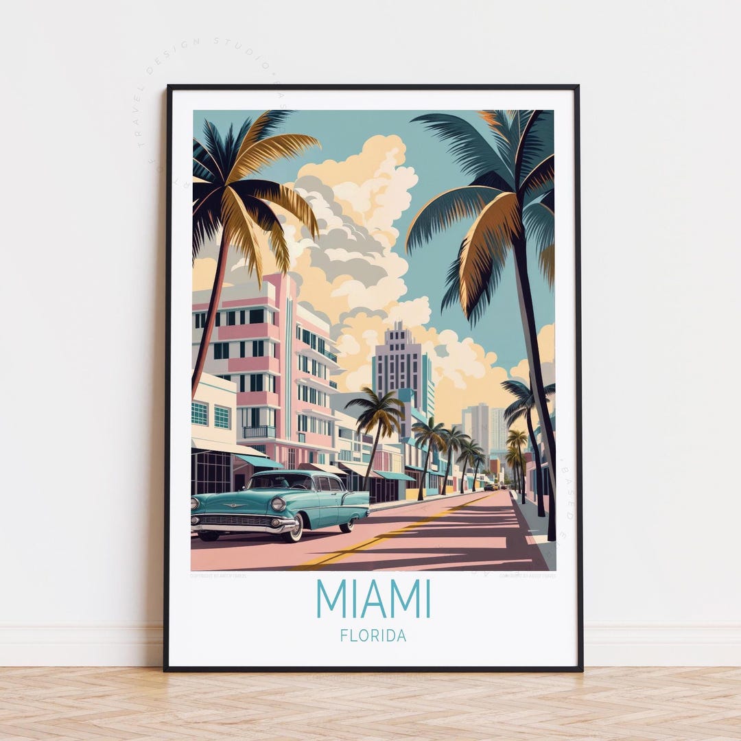 Miami Florida Travel Poster, Florida Wall Art, Miami Print, Miami City ...
