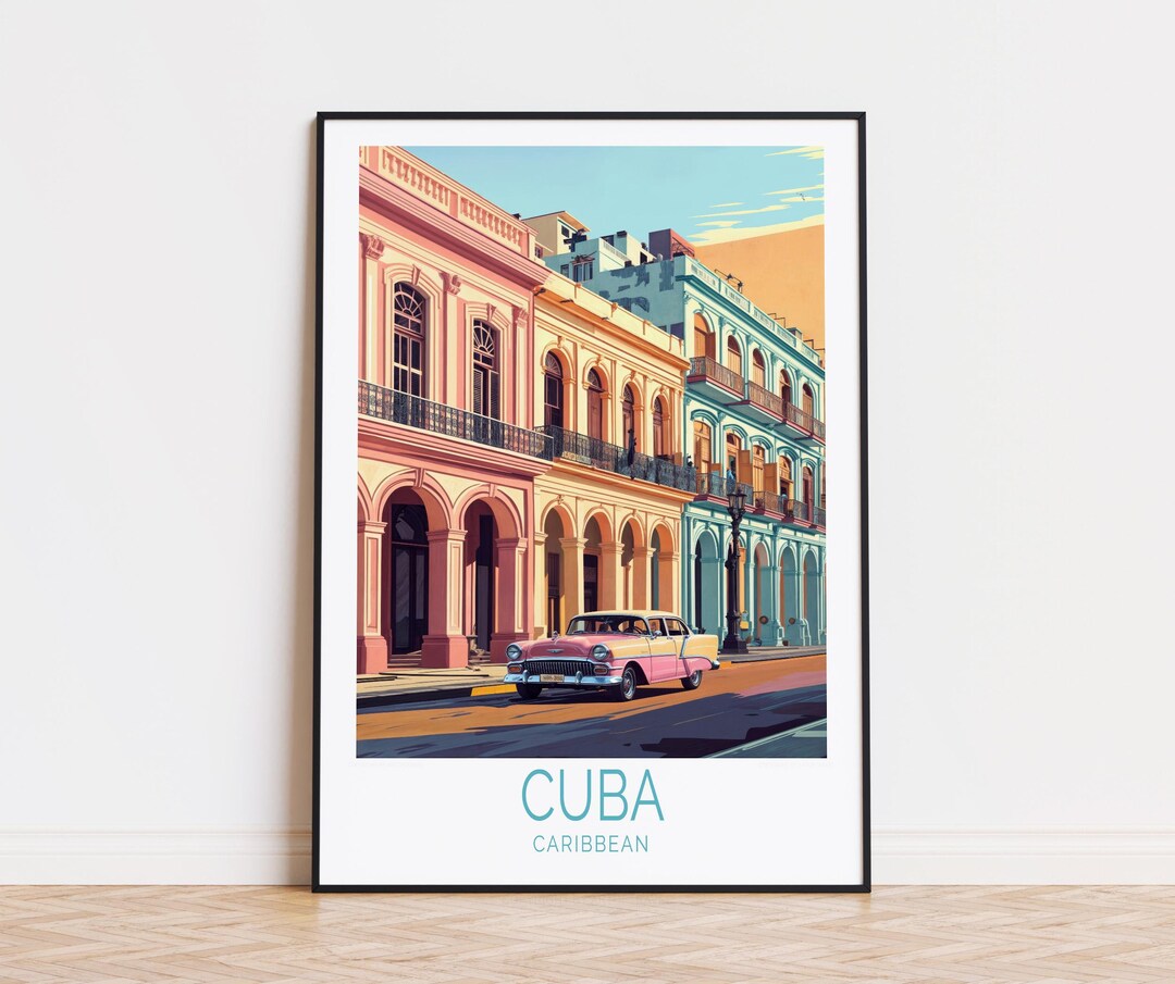 Cuba Caribbean Travel Poster, Caribbean Wall Art, Cuba Print, Birthday ...
