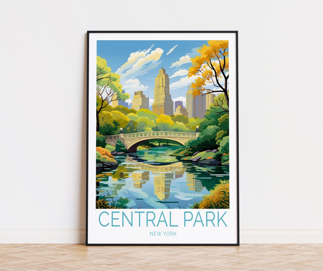 Central Park Travel Poster, New York Wall Art, Travel Poster, Central ...