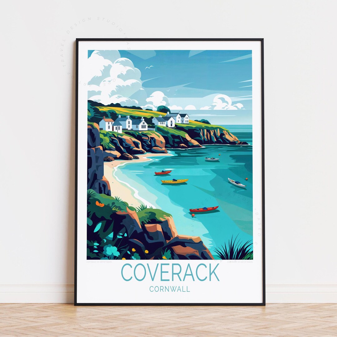 Coverack Cornwall Travel Poster, England Wall Art, Coverack England ...