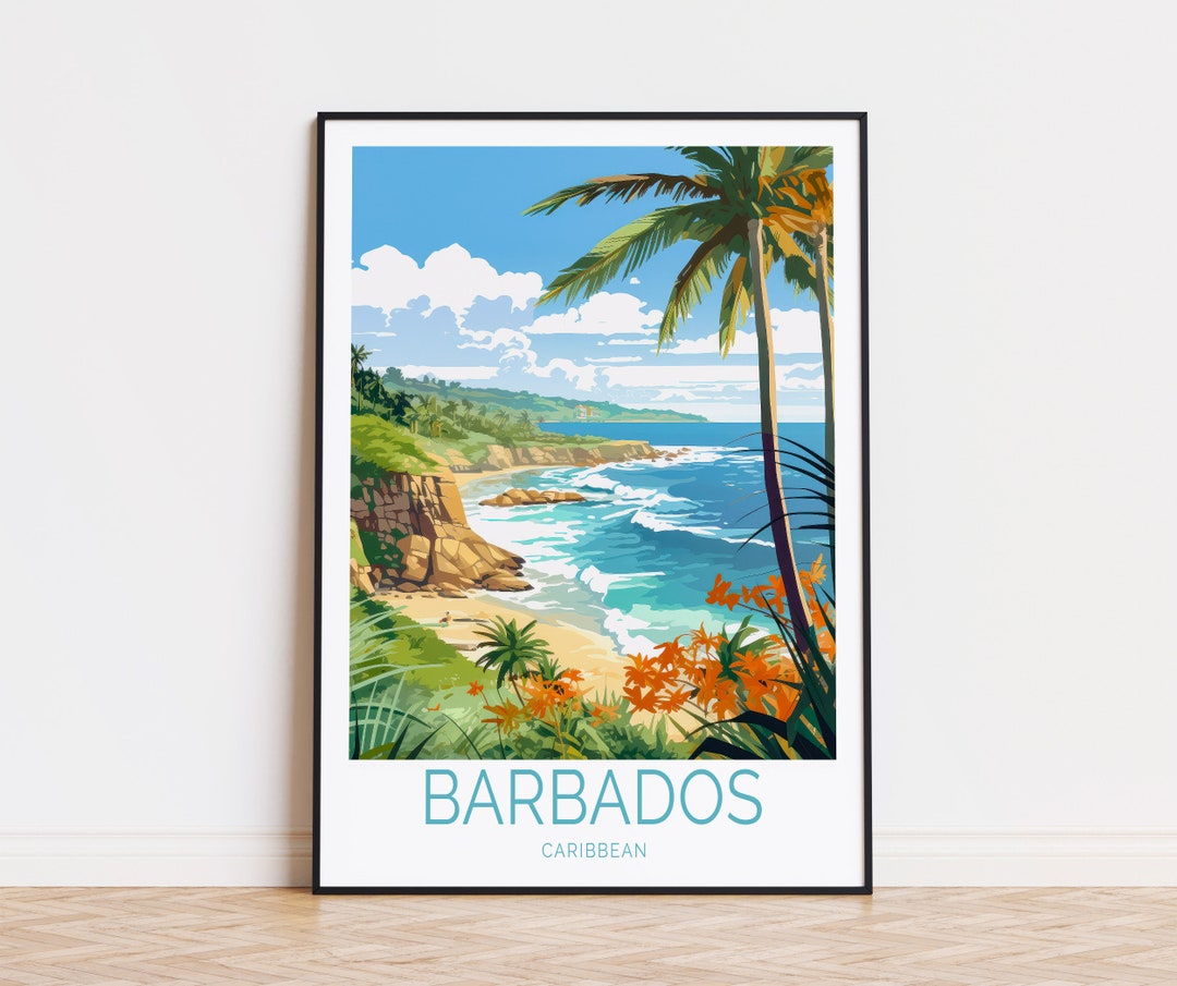 Barbados Travel Poster, Caribbean Wall Art, Bottom Bay Poster, Custom ...