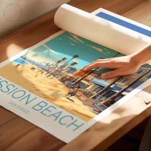 Mission Beach Travel Poster, Mission Beach Wall Art, San Diego Print ...