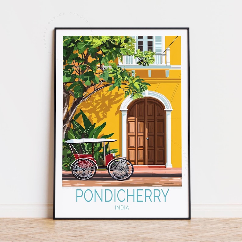 Puducherry India Travel Poster, India Wall Art, Pondicherry Print ...